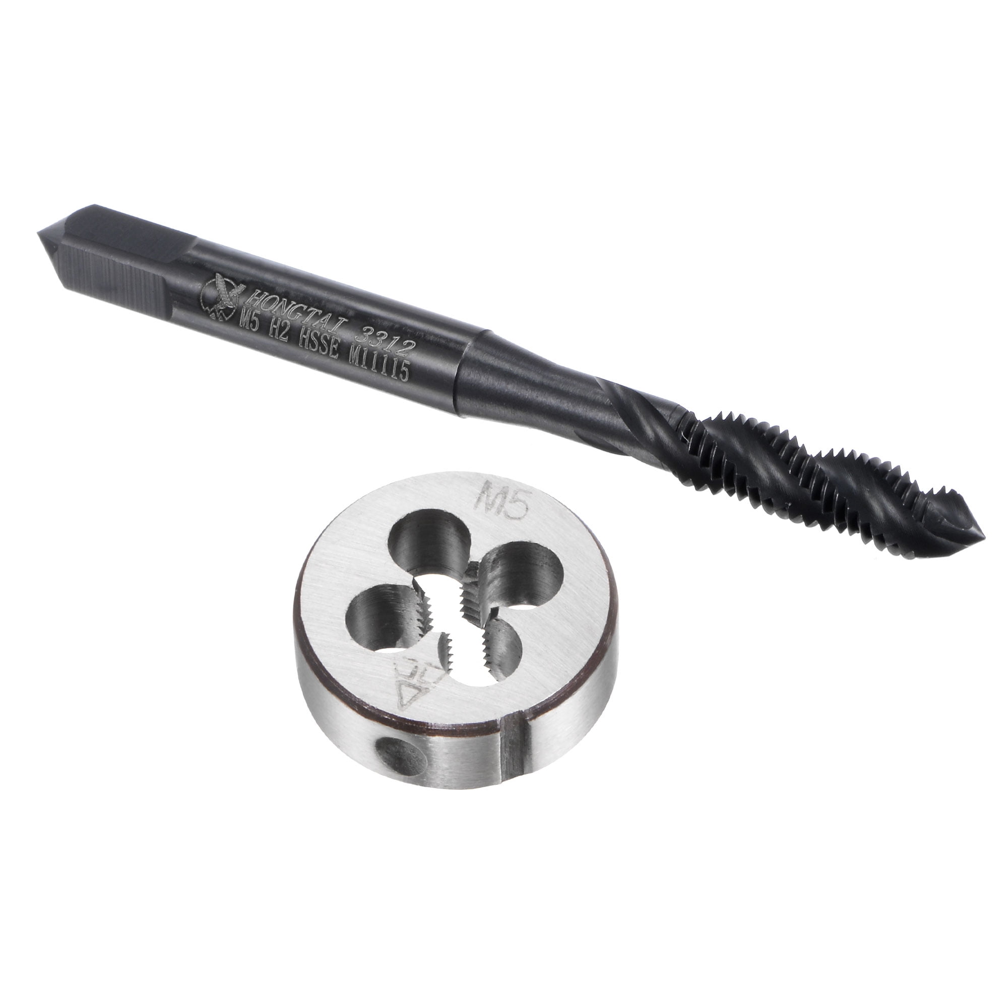 Uxcell M5 x 0.8 Metric Tap and Die Set Nitride Coated Spiral Flute Tap ...