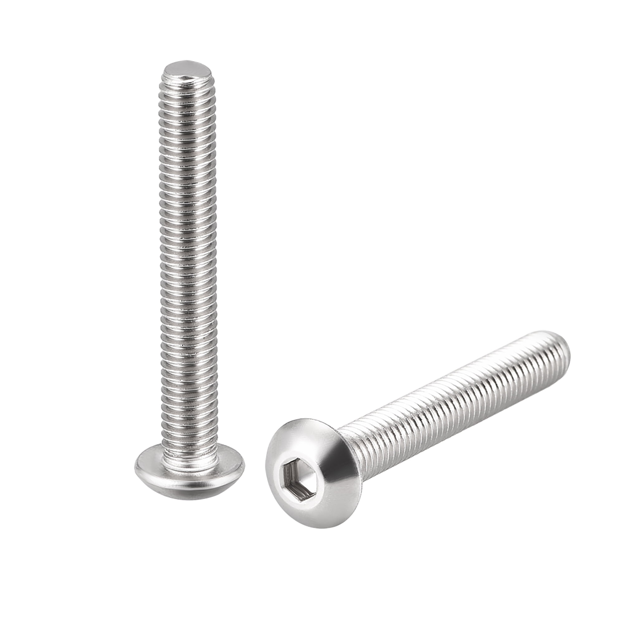 Uxcell M5 x 1.38'' Hex Socket Round Head Screw Fasteners Bolts 304 Stainless Steel Silver Tone ...