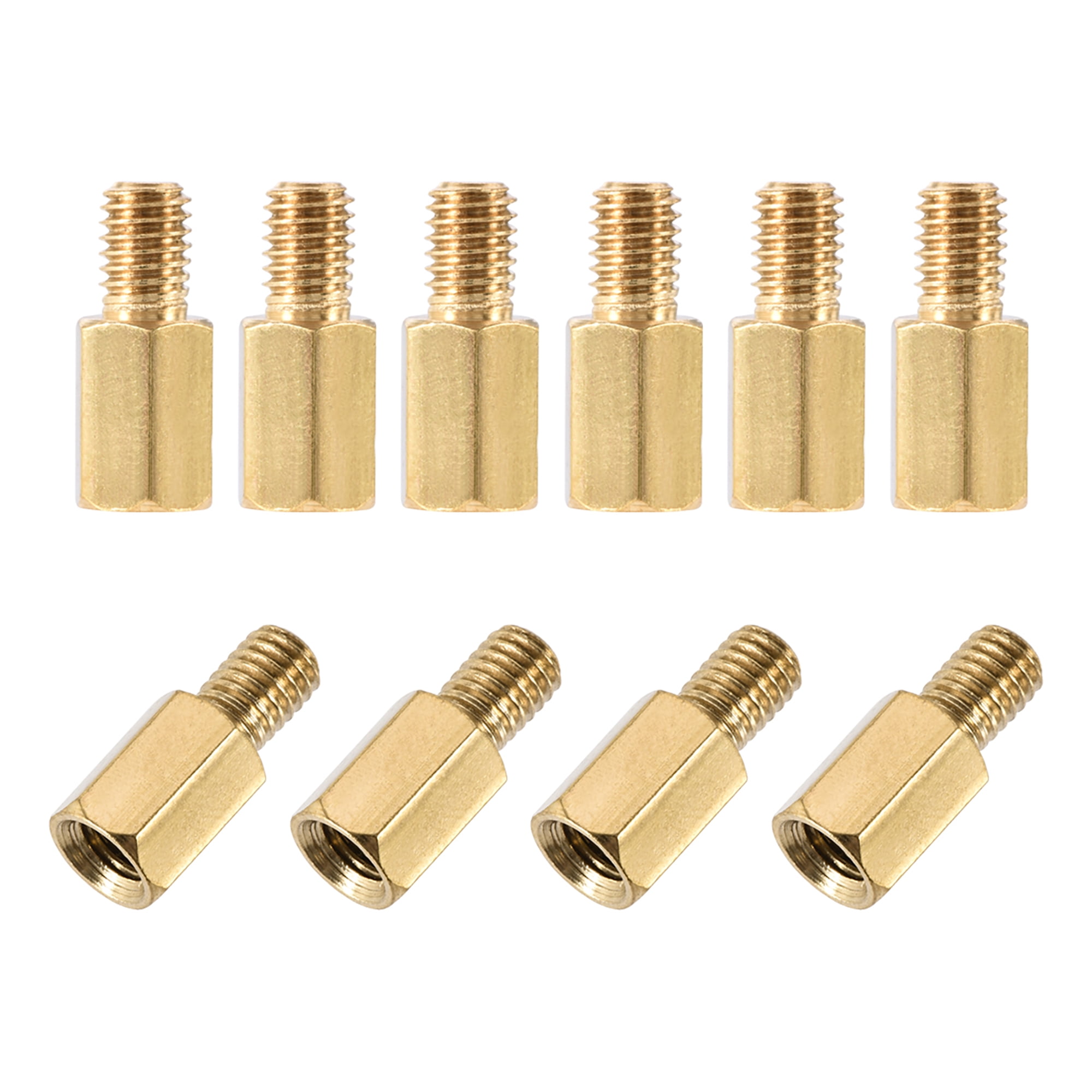 Uxcell M5 x 10 mm 7 mm Male to Female Hex Brass Spacer Standoff Gold ...