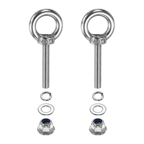 Uxcell M5 x 30mm Shoulder Eye Bolt, 2 Pcs 302 Stainless Steel Lifting ...