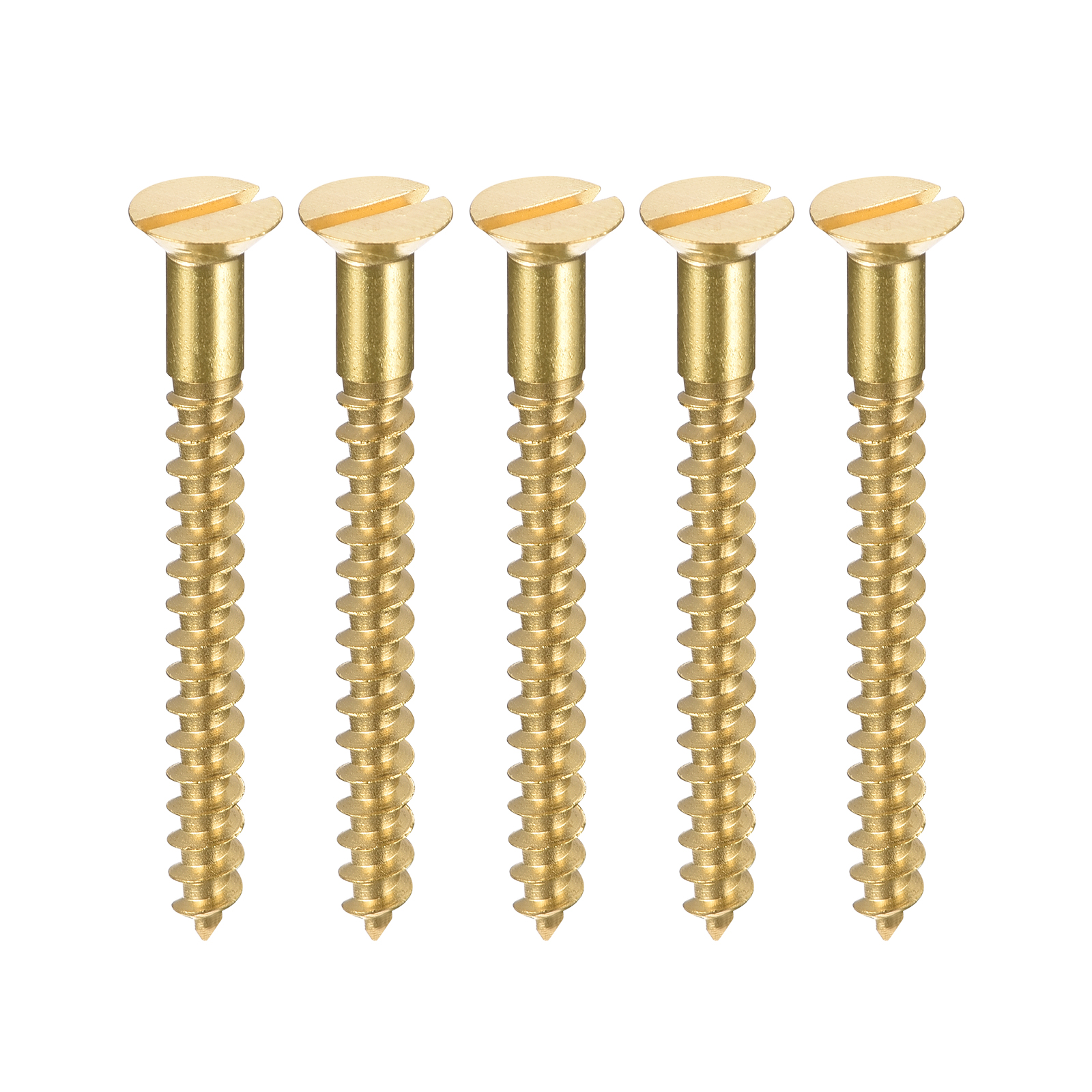Uxcell M5 x 50mm Wood Screws Slotted Flat Head Brass Self-Tapping Screw ...