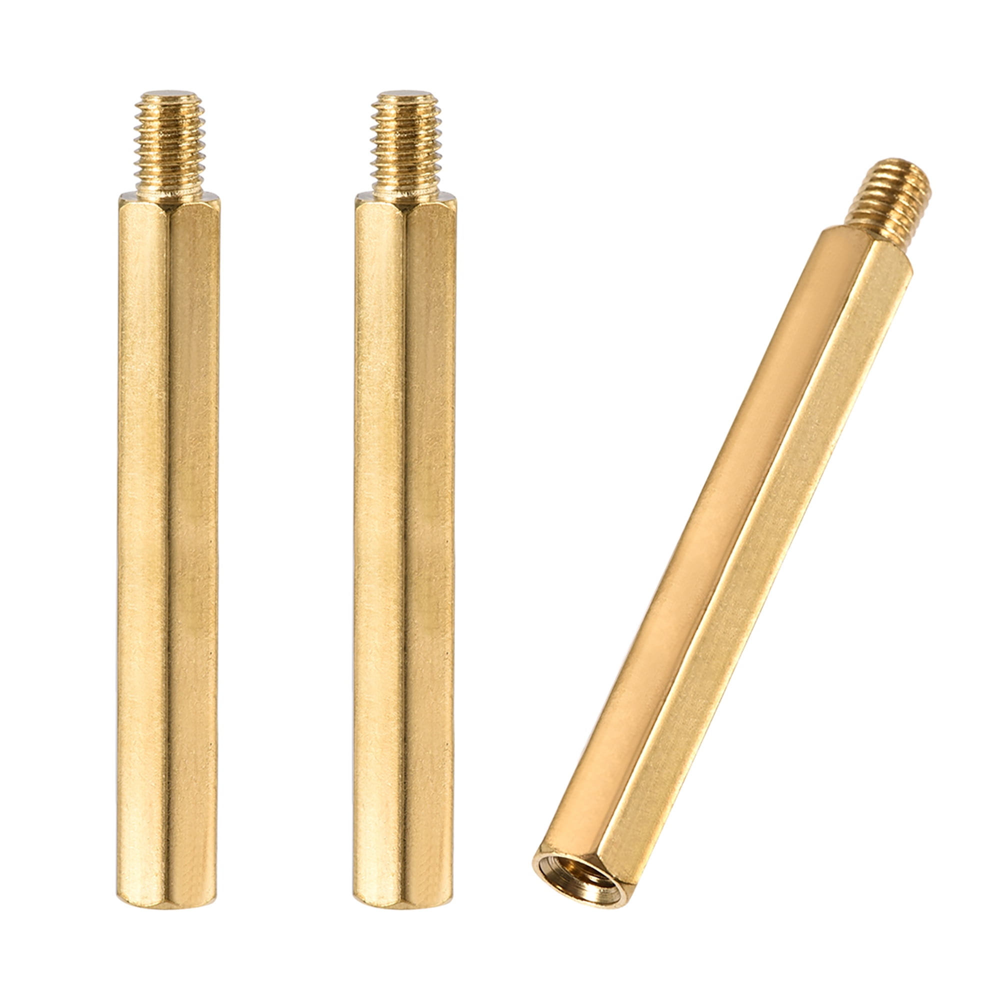 Uxcell M5 x 60 mm 7 mm Male to Female Hex Brass Spacer Standoff Gold ...