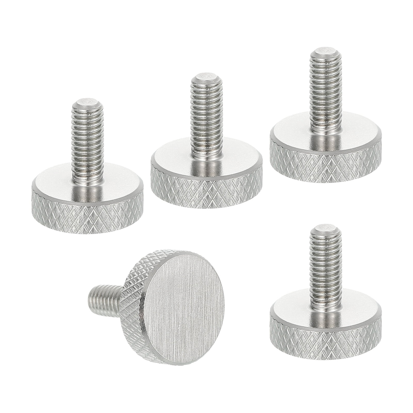 Uxcell M5x12mm Knurled Thumb Screws, 304 Stainless Steel Flat Head Thumb Screws Metric Diamond ...
