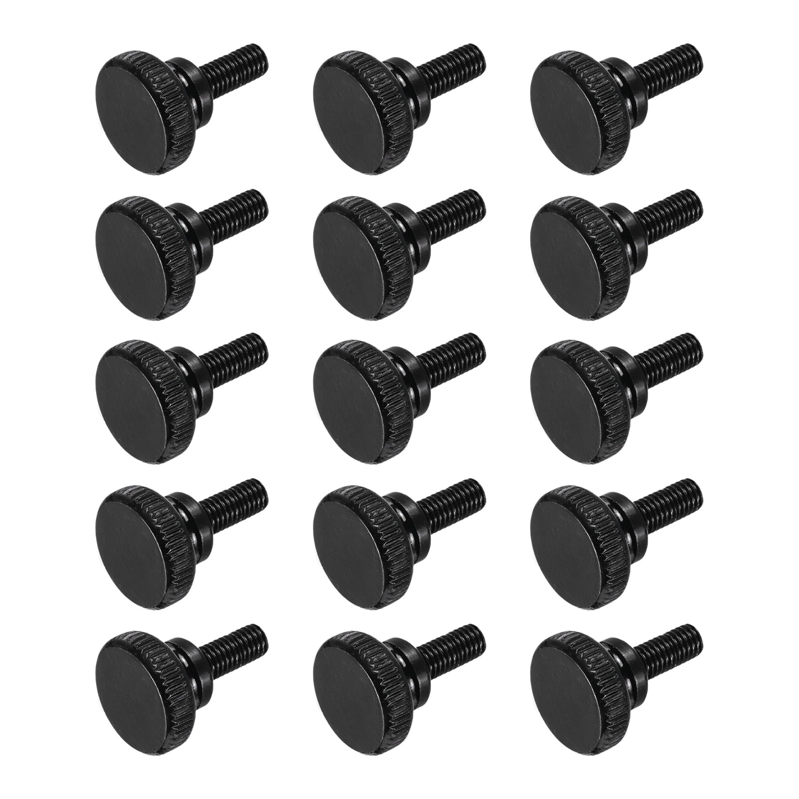 Uxcell M5x14mm Knurled Thumb Screws, Black Steel Flat Head Thumb Screws Zinc Plated Metric ...