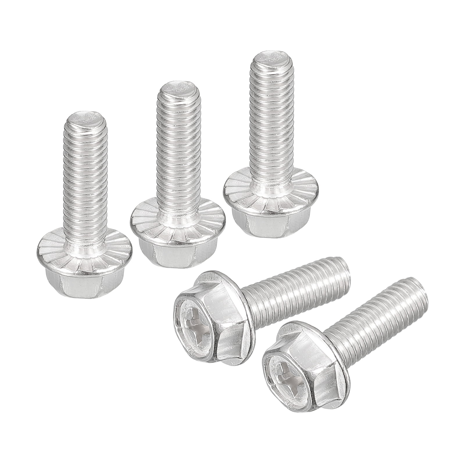 Uxcell M5x16mm Phillips Hex Head Flange Bolts, 25 Pack 304 Stainless ...