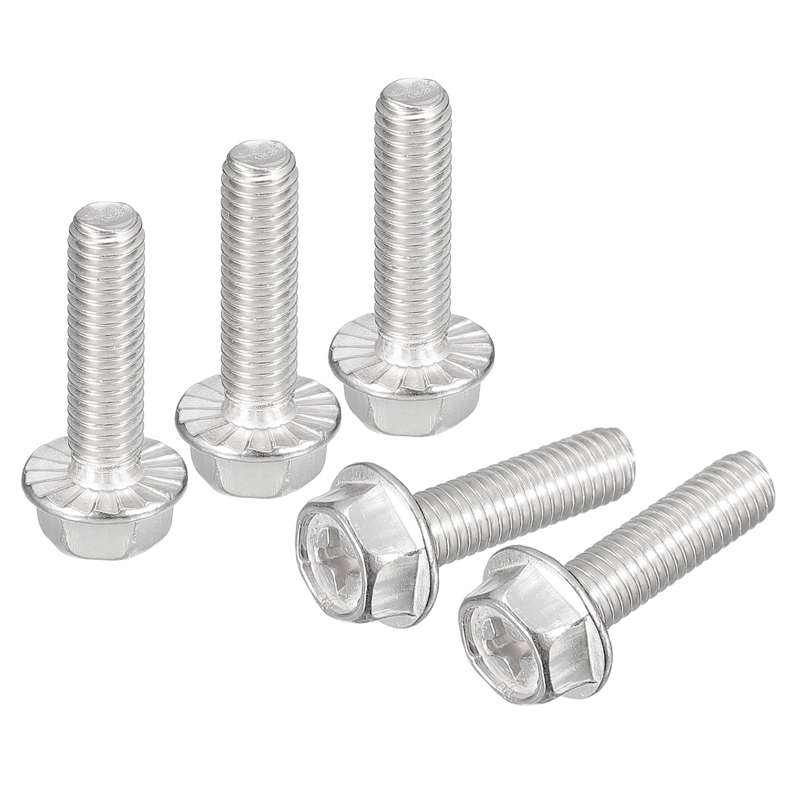 Uxcell M5x18mm Phillips Hex Head Flange Bolts, 10 Pack 304 Stainless ...