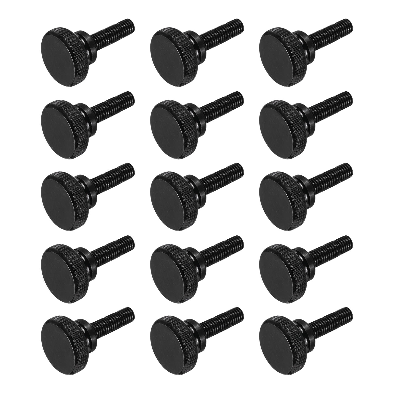 Uxcell M5x20mm Knurled Thumb Screws, Black Steel Flat Head Thumb Screws Zinc Plated Metric ...