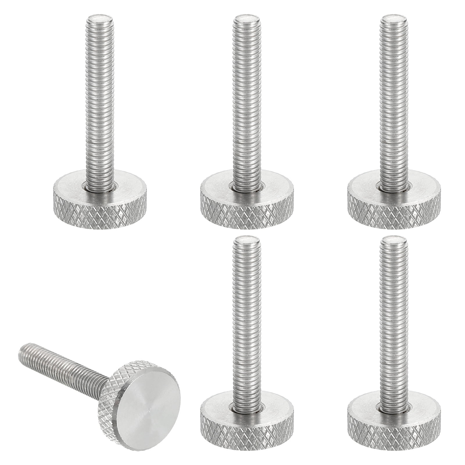 Uxcell M5x30mm Knurled Thumb Screws, 304 Stainless Steel Flat Head Thumb Screws Metric Diamond ...