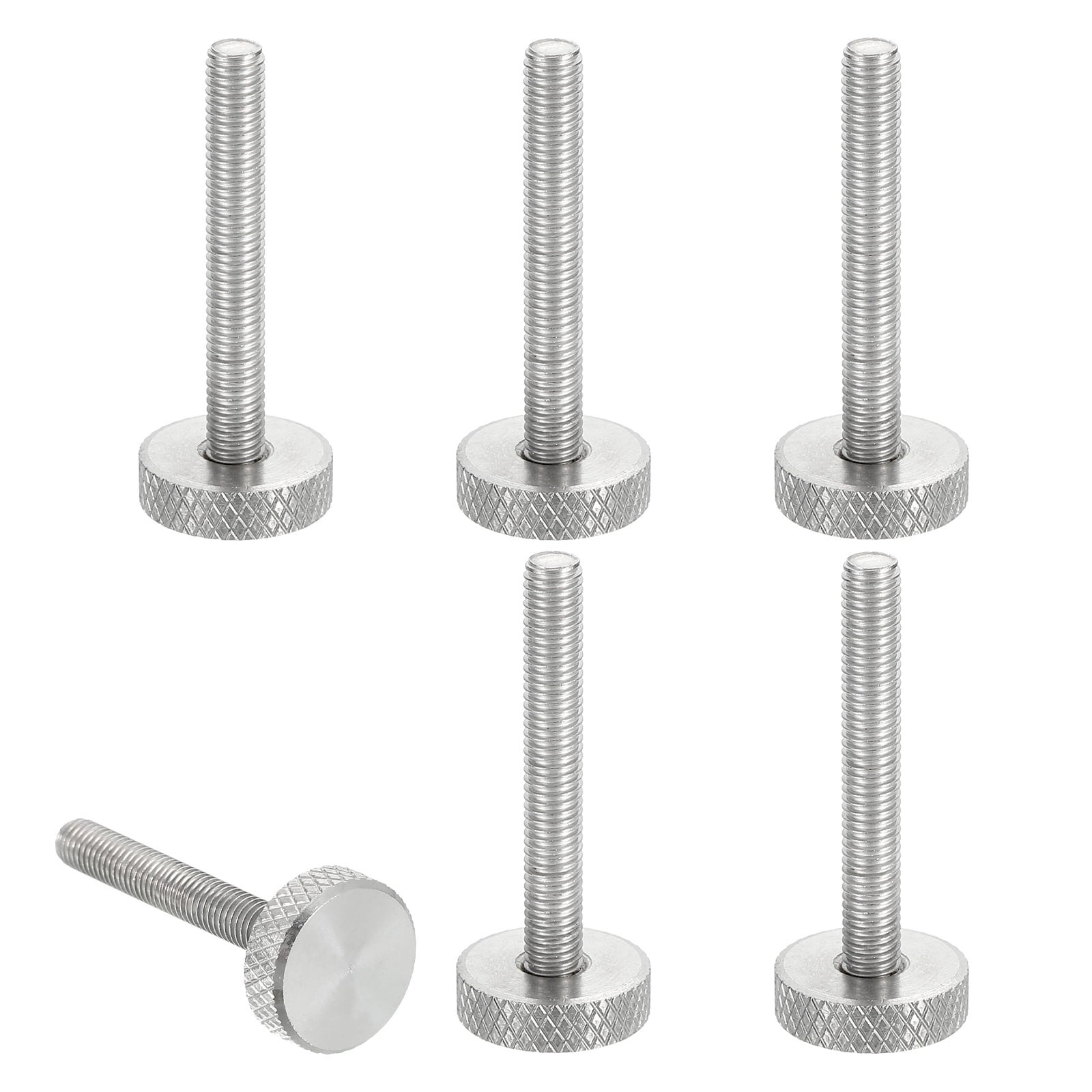 Uxcell M5x35mm Knurled Thumb Screws, 304 Stainless Steel Flat Head Thumb Screws Metric Diamond ...