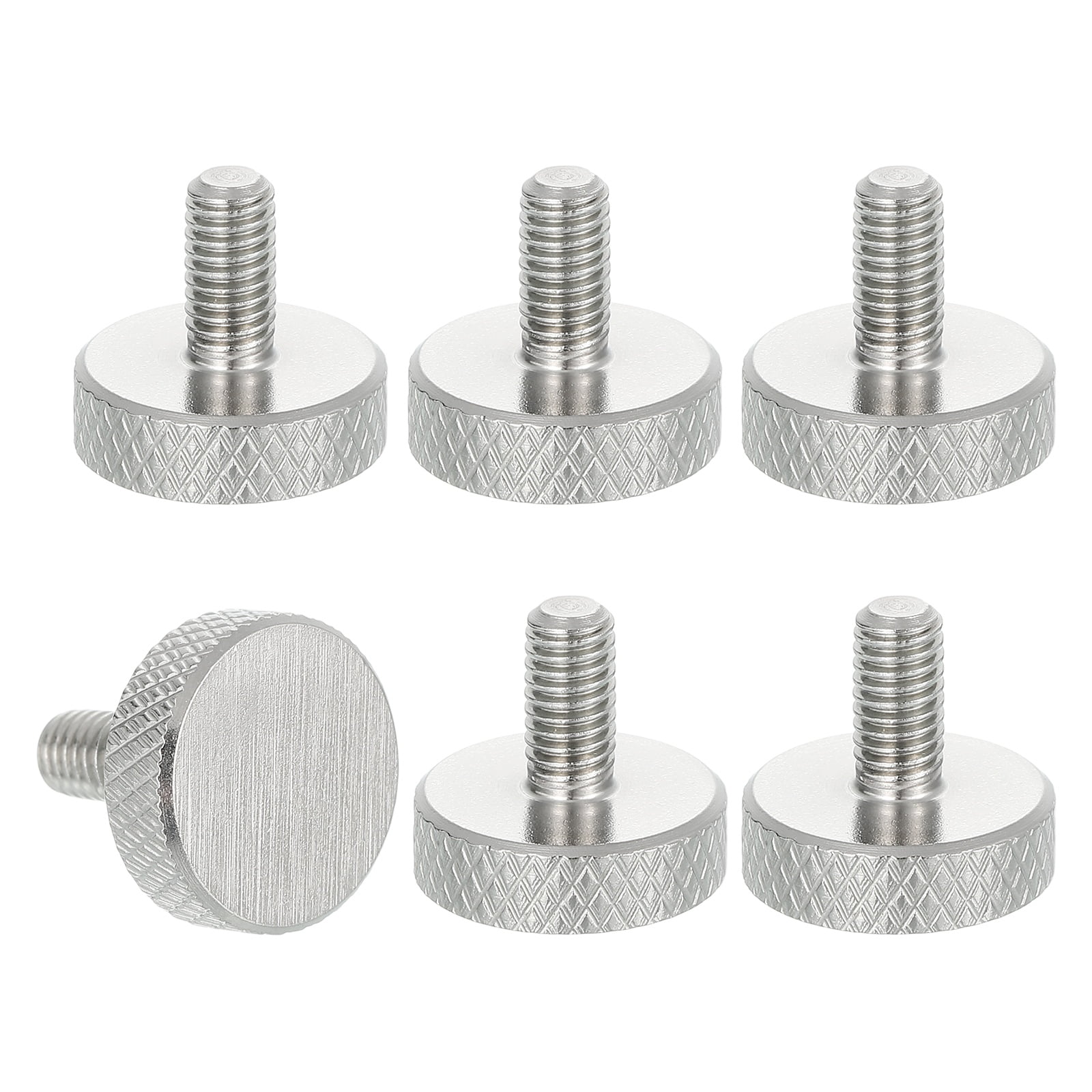 Uxcell M5x6mm Knurled Thumb Screws, 304 Stainless Steel Flat Head Thumb Screws Metric Diamond ...