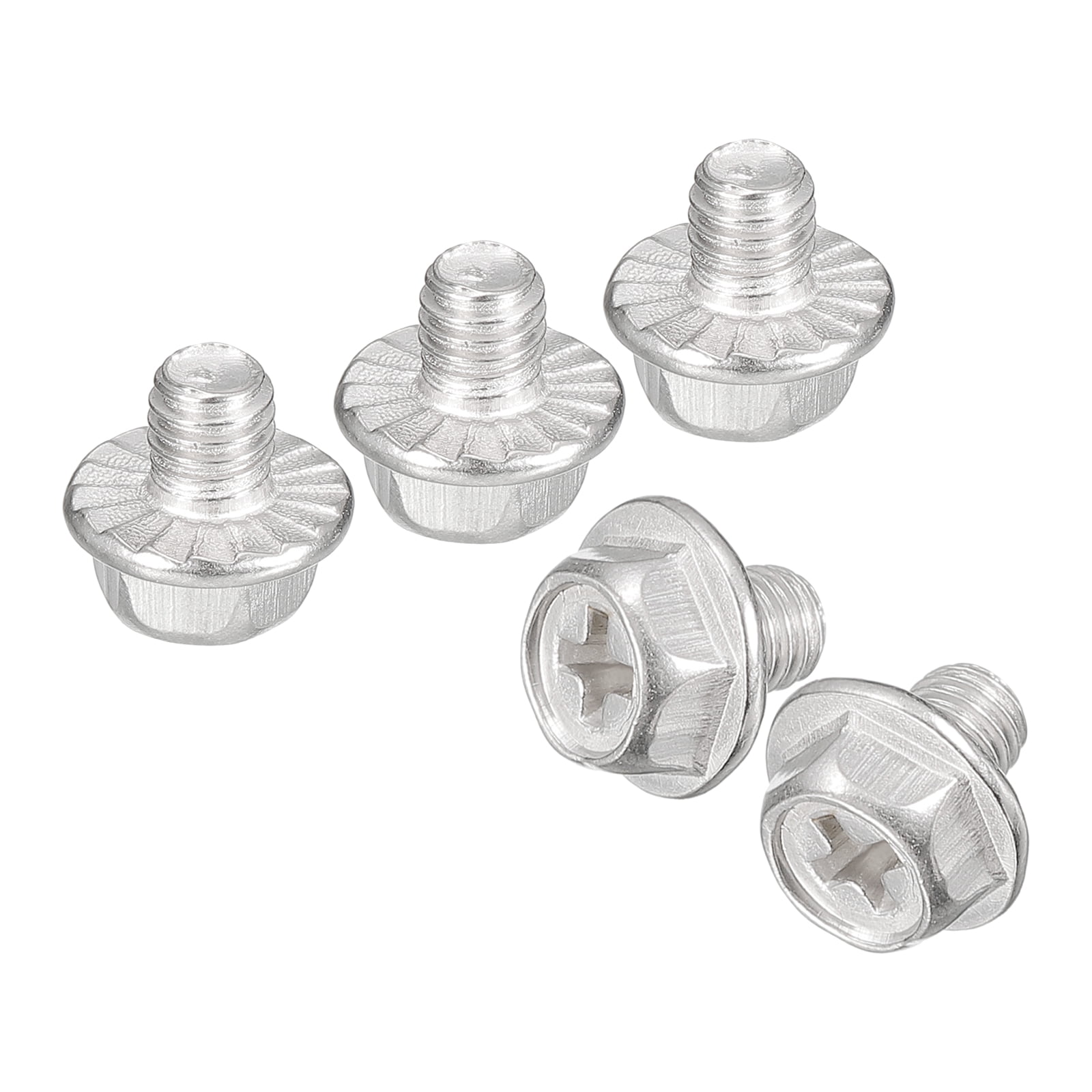 Uxcell M5x6mm Phillips Hex Head Flange Bolts, 25 Pack 304 Stainless ...