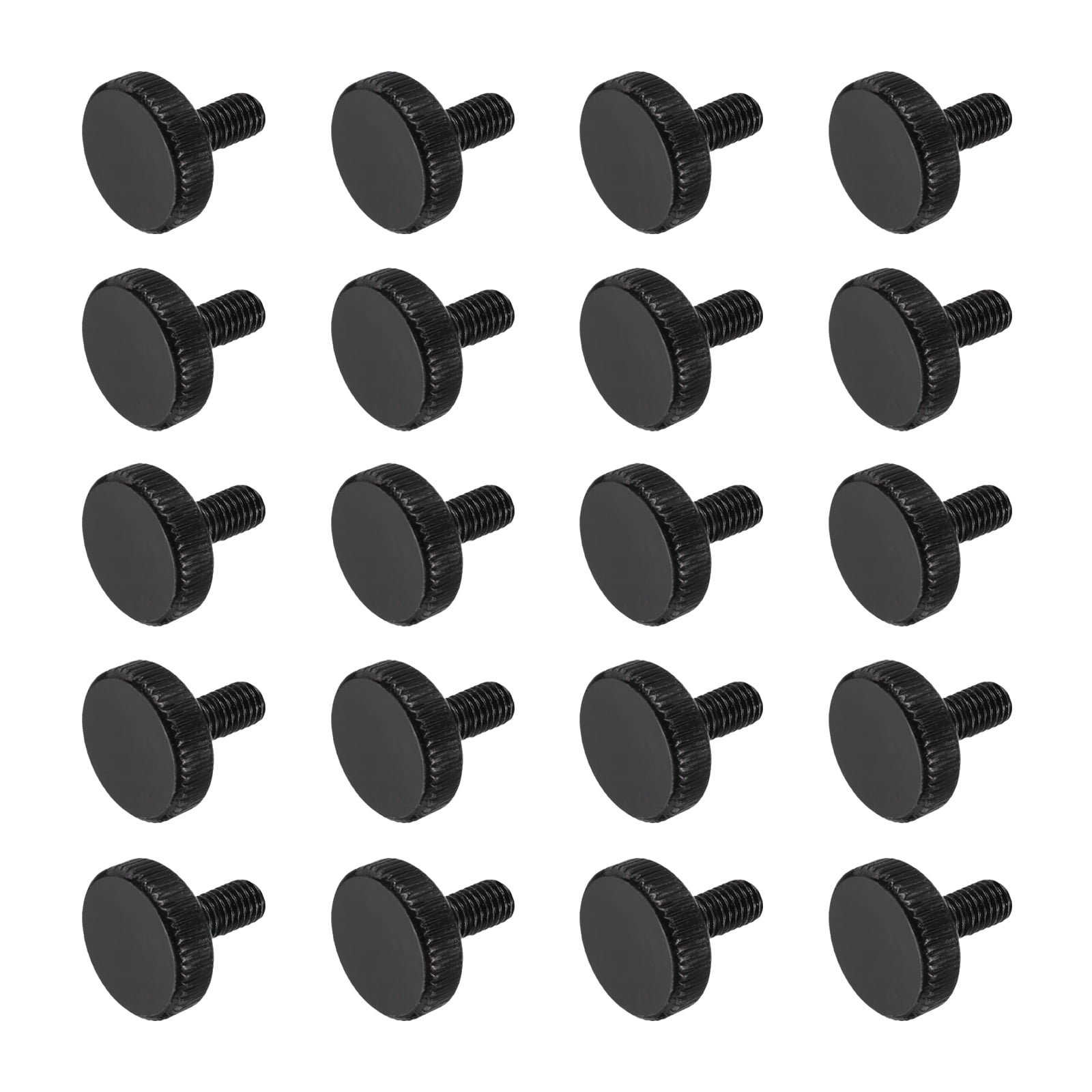 Uxcell M5x8mm Knurled Thumb Screws, Black Steel Flat Head Thumb Screws Zinc Plated Metric ...