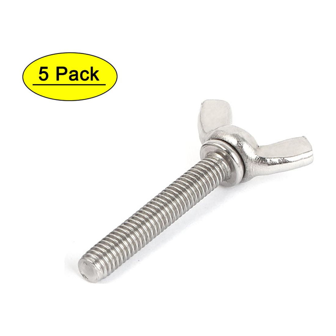 Uxcell M6 1mm Pitch 304 Stainless Steel Butterfly Wing Nut Screw (5 ...