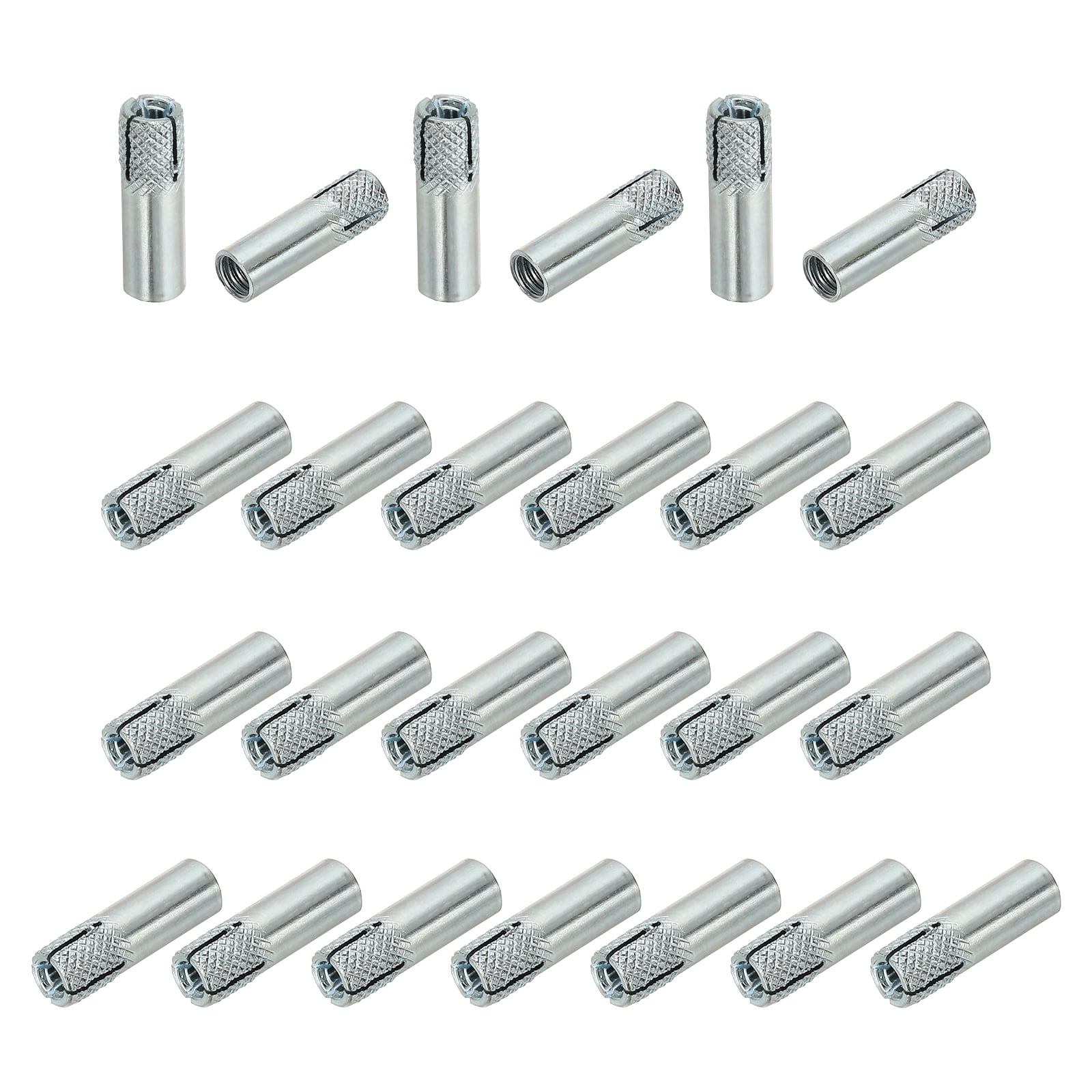 Uxcell M6 Drop-in Anchors, 25Pcs Zinc Plated Carbon Steel Solid ...