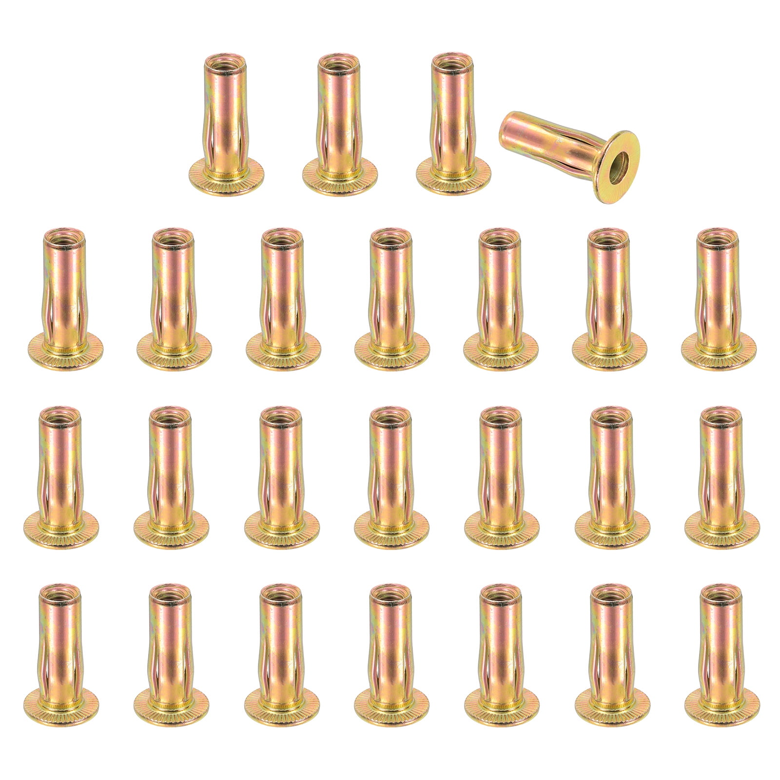 Uxcell M6 Multi-Grip Rivet Nuts Pre-Bulbed Shank Flat Head Threaded Insert Nuts Carbon Steel ...