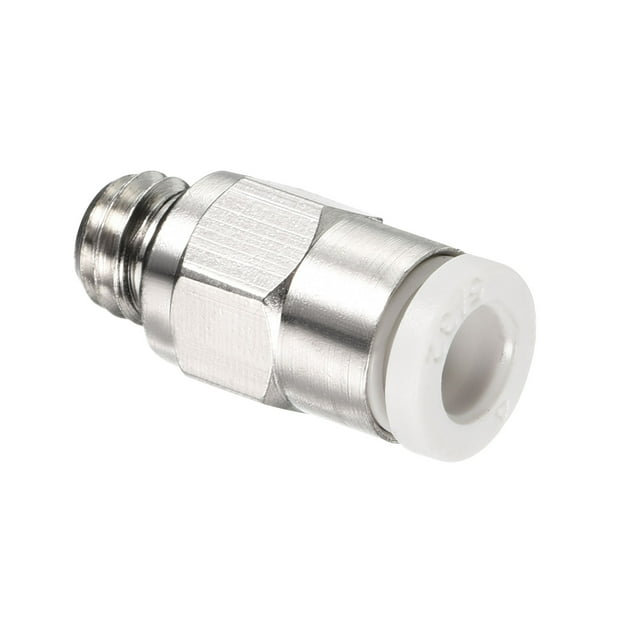 Uxcell M6 Push to Fit 4mm OD Hose Connect Fittings, White & Silver Tone ...