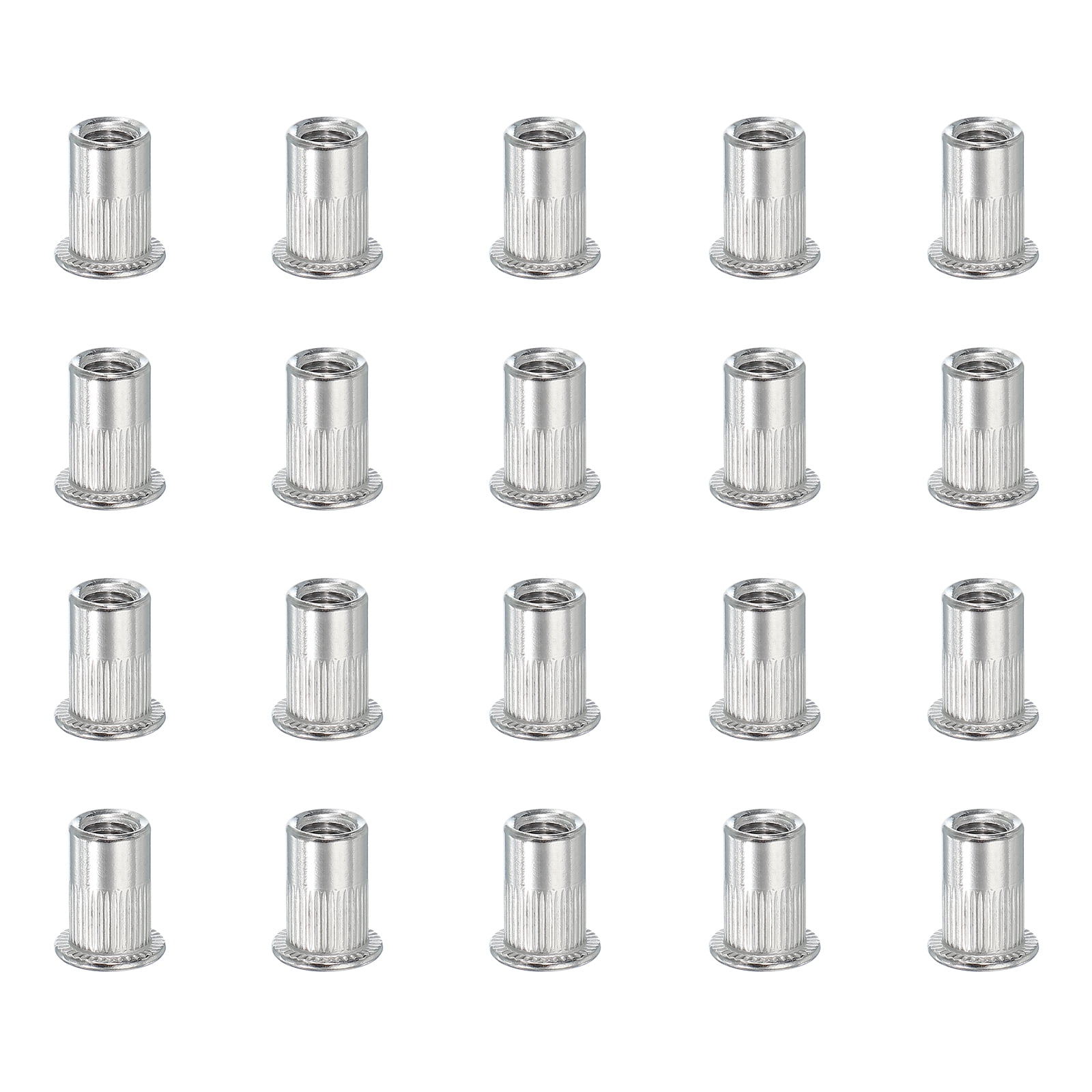Uxcell M6 Rivet Nuts, 20 Pcs 304 Stainless Steel Knurled Flat Head ...