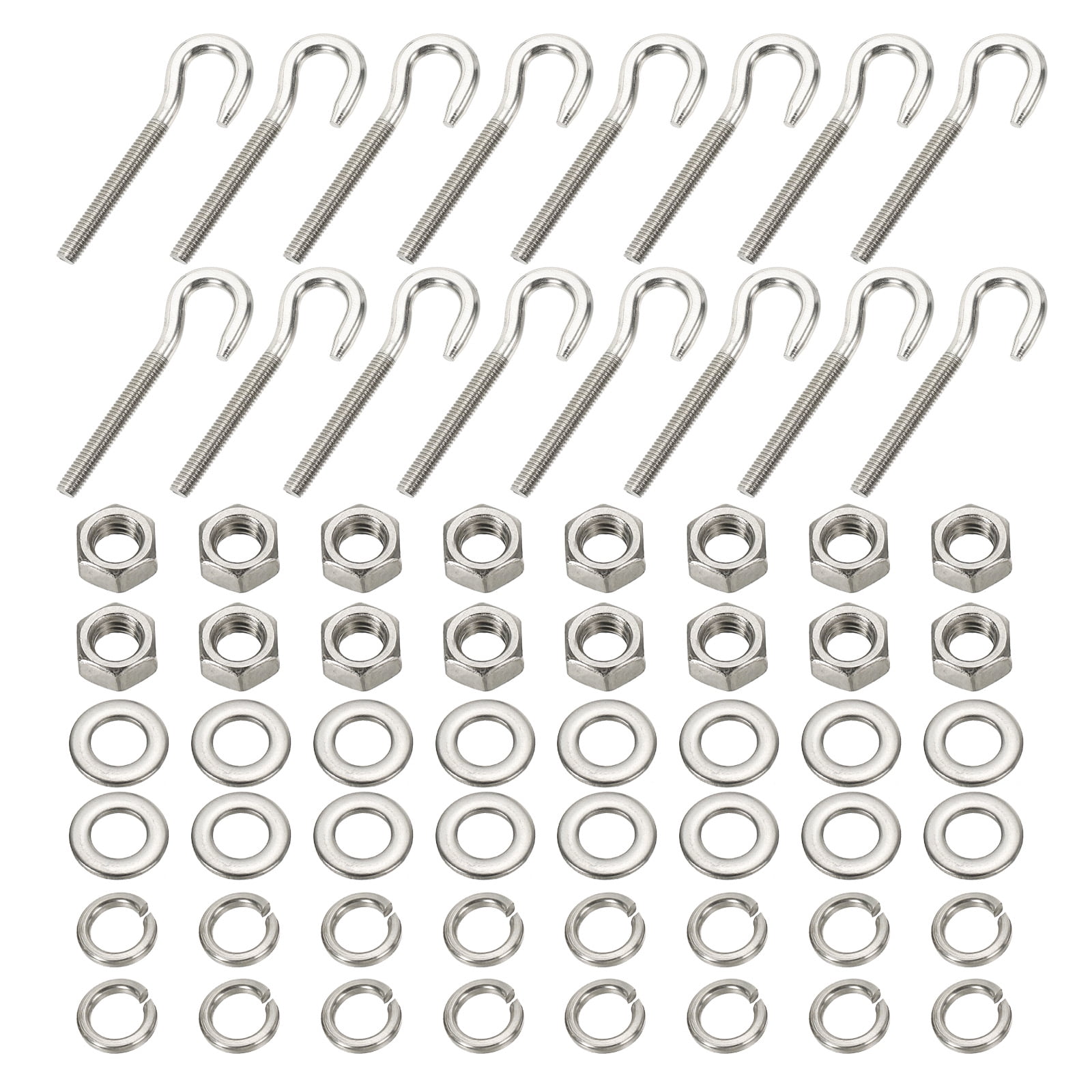 Uxcell M6 Stainless Steel Eye Bolt, 16 Set Hook Eyelet Bolts with Nut ...
