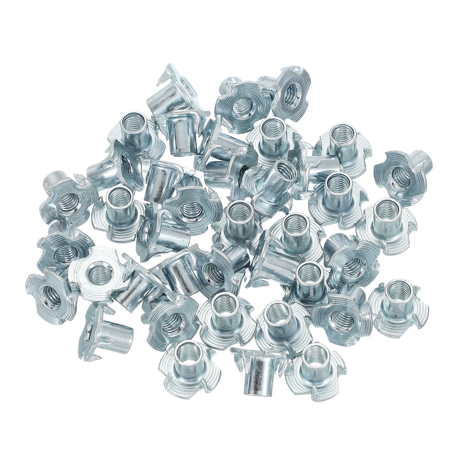 Uxcell M6 T-Nuts, Zinc Plated Steel 4-Pronged Tee Blind Nut 12 mm ...