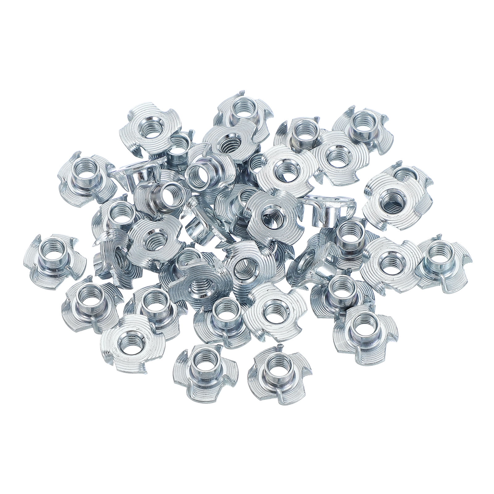 Uxcell M6 T-Nuts, Zinc Plated Steel 4-Pronged Tee Blind Nut 6 mm Length ...