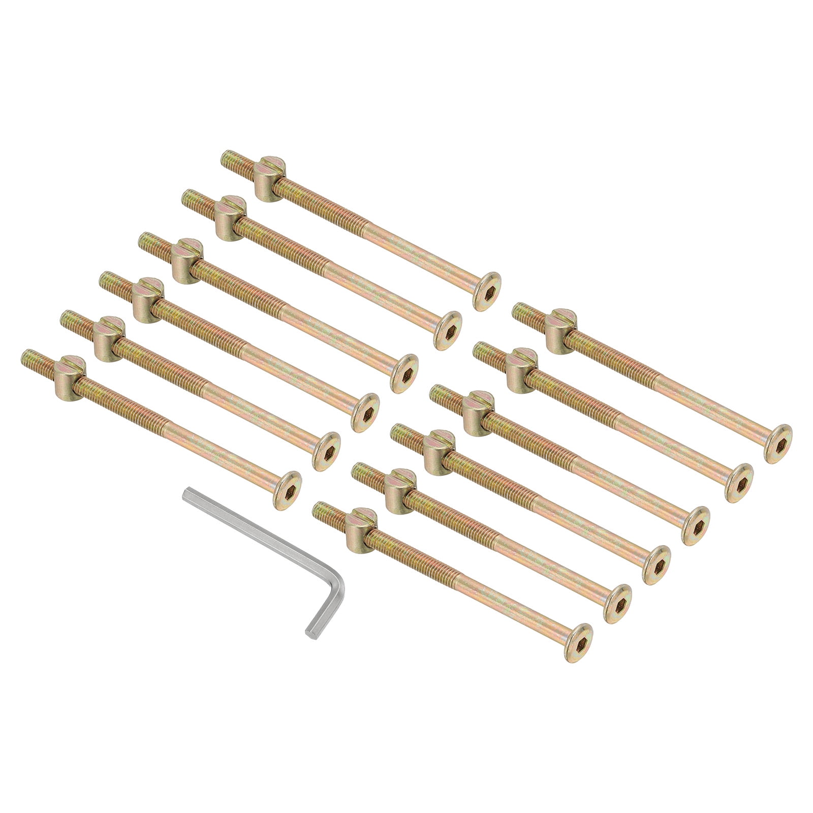 Uxcell M6 x 100mm Bunk Bed Bolts, 12Pcs Hex Socket Screws Nuts with ...