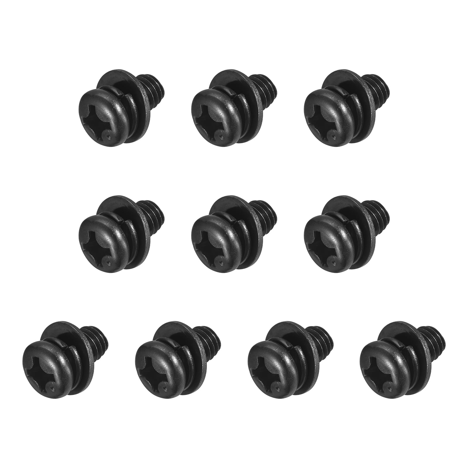 Uxcell M6 x 10mm Carbon Steel Phillips Pan Head Machine Screws Bolts ...