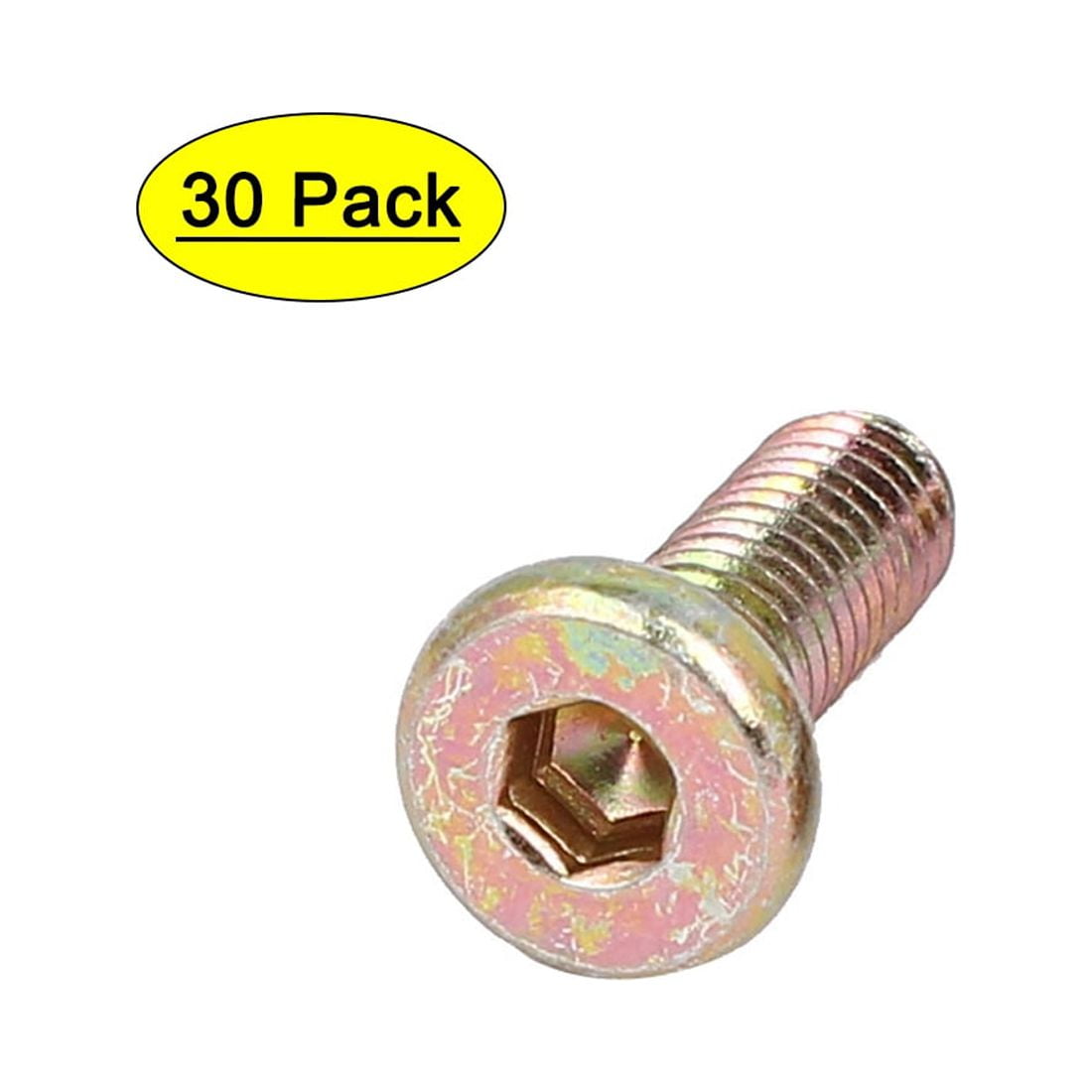 Uxcell M6 x 15mm Fully Thread Hex Socket Metal Drive Flat Head Screws Bolts Fasteners (30-pack ...