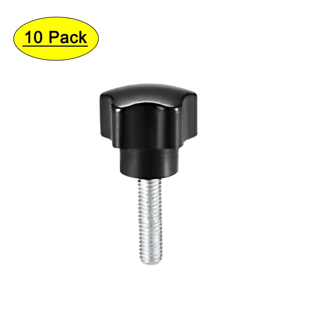 Uxcell M6 x 20mm Male Thread 24mm Head Star Knobs Zinc Plated Black 10 ...