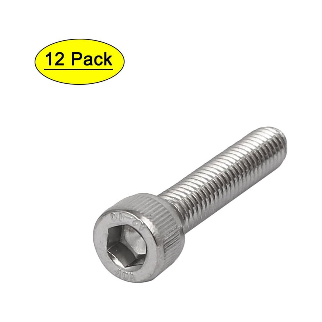 Uxcell M6 x 30mm Thread 304 Stainless Steel Hex Socket Head Cap Screw ...