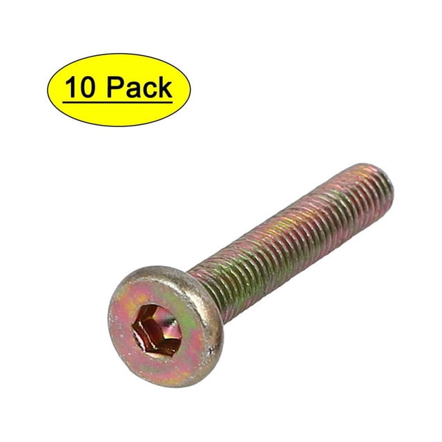 Uxcell M6 x 35mm Fully Thread Hex Socket Drive Flat Head Screws Bolts ...
