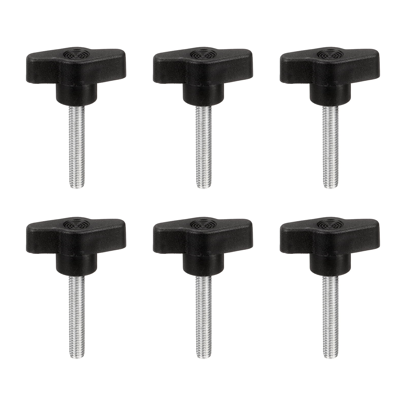 Uxcell M6 x 35mm Tee Wing Thumb Screws, 6Pcs Carbon Steel Mechanical ...