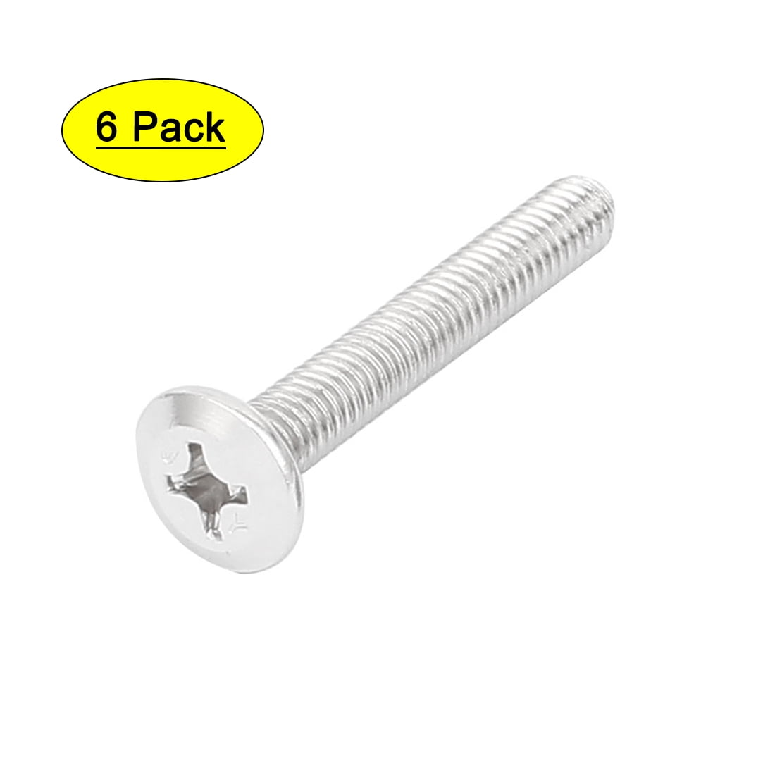 Uxcell M6 x 40mm Metric Pan Flat Head Countersunk Bolt Machine Screw (6 ...