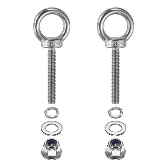 Uxcell M6 x 40mm Shoulder Eye Bolt, 2 Pcs 302 Stainless Steel Lifting ...