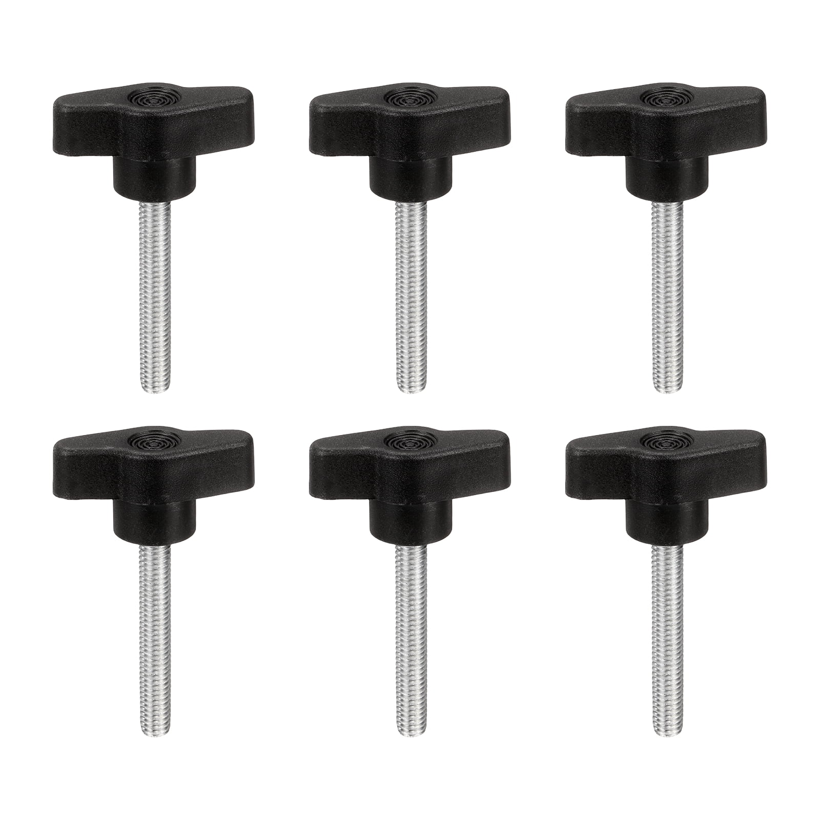 Uxcell M6 x 40mm Tee Wing Thumb Screws, 6Pcs Carbon Steel Mechanical ...