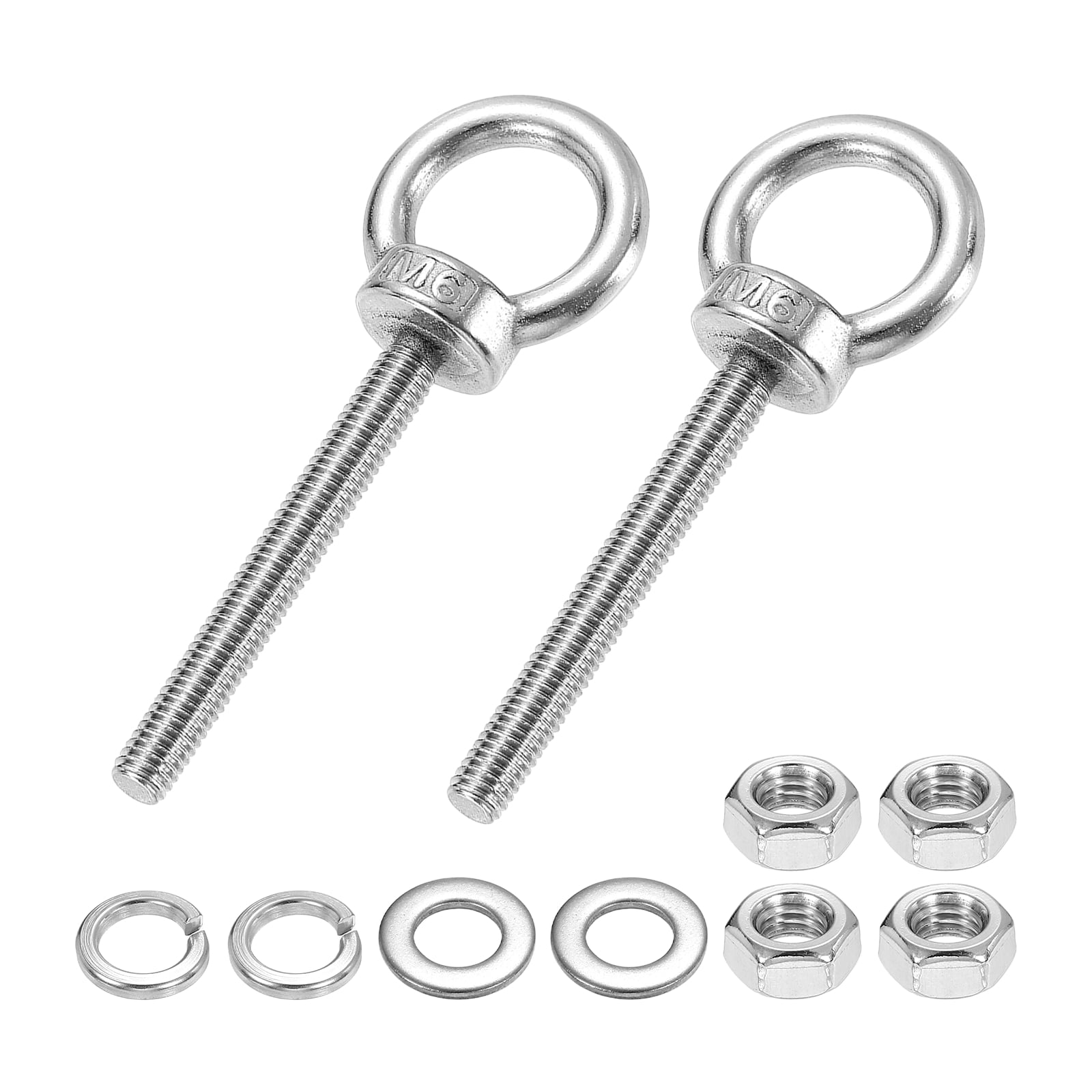 Uxcell M6 x 50mm Eye Bolt, 2Pcs 304 Stainless Steel Thread Lifting Ring ...