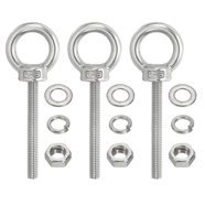 M10x70 3/8"x2.75" Stainless Steel Eye Bolts Threaded Screw Eyebolt Shoulder Ring with Nuts ...