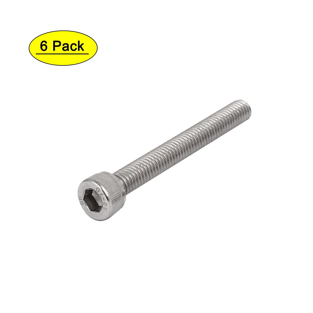 Uxcell M6 x 50mm Thread 304 Stainless Steel Hex Socket Head Cap Screw Bolt DIN912 (6-pack ...