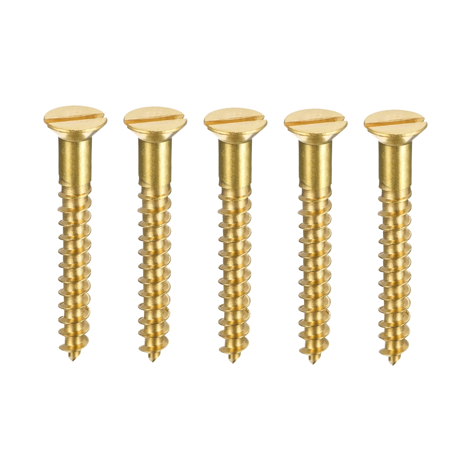 Uxcell M6 x 50mm Wood Screws Slotted Flat Head Brass Self-Tapping Screw ...