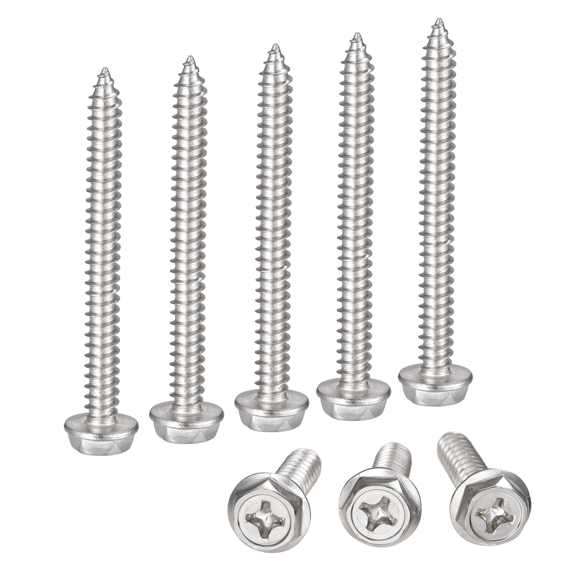 Uxcell M6 x 60mm 304 Stainless Steel Phillips Hex Washer Self Tapping Screws 25 Pack - Walmart.com