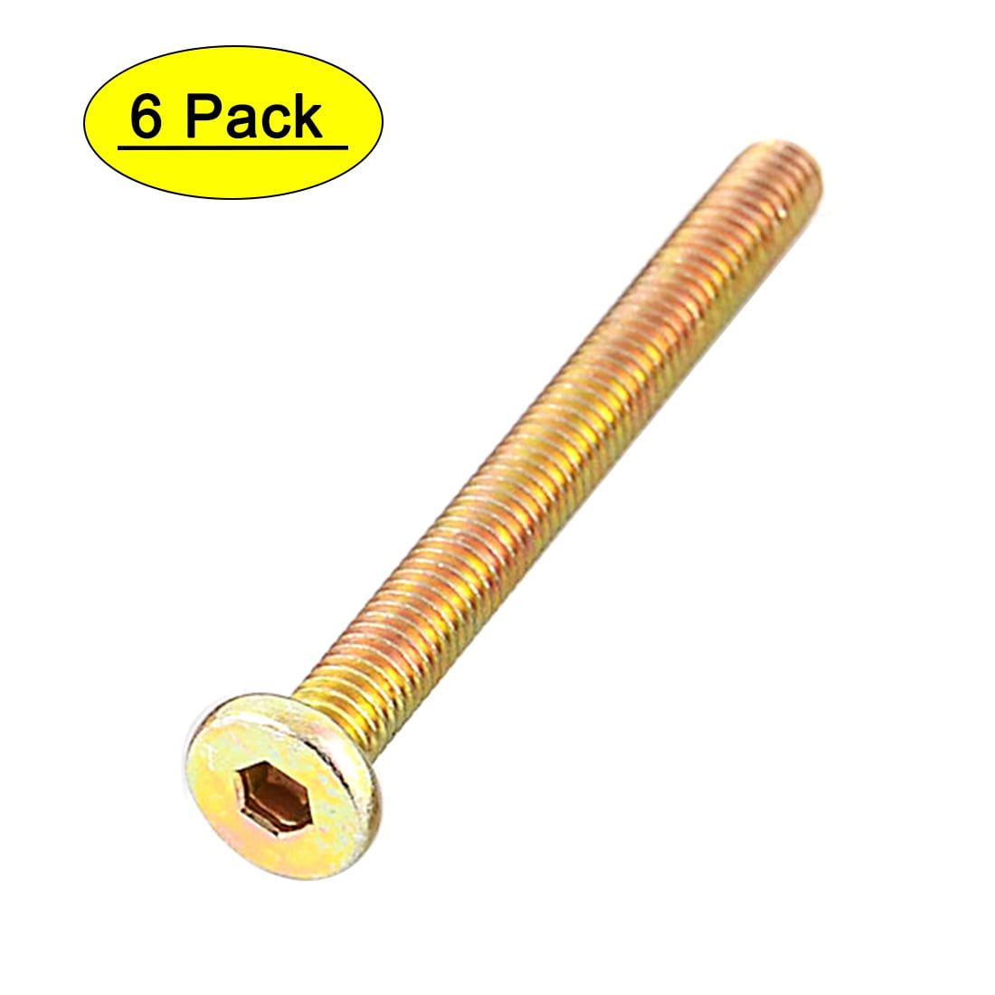 Uxcell M6 x 60mm Male Thread Hex Socket Head Cap Screw Bolt Bronze Tone ...