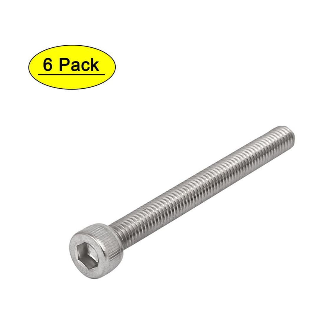 Uxcell M6 x 60mm Thread 304 Stainless Steel Hex Socket Head Cap Screw ...