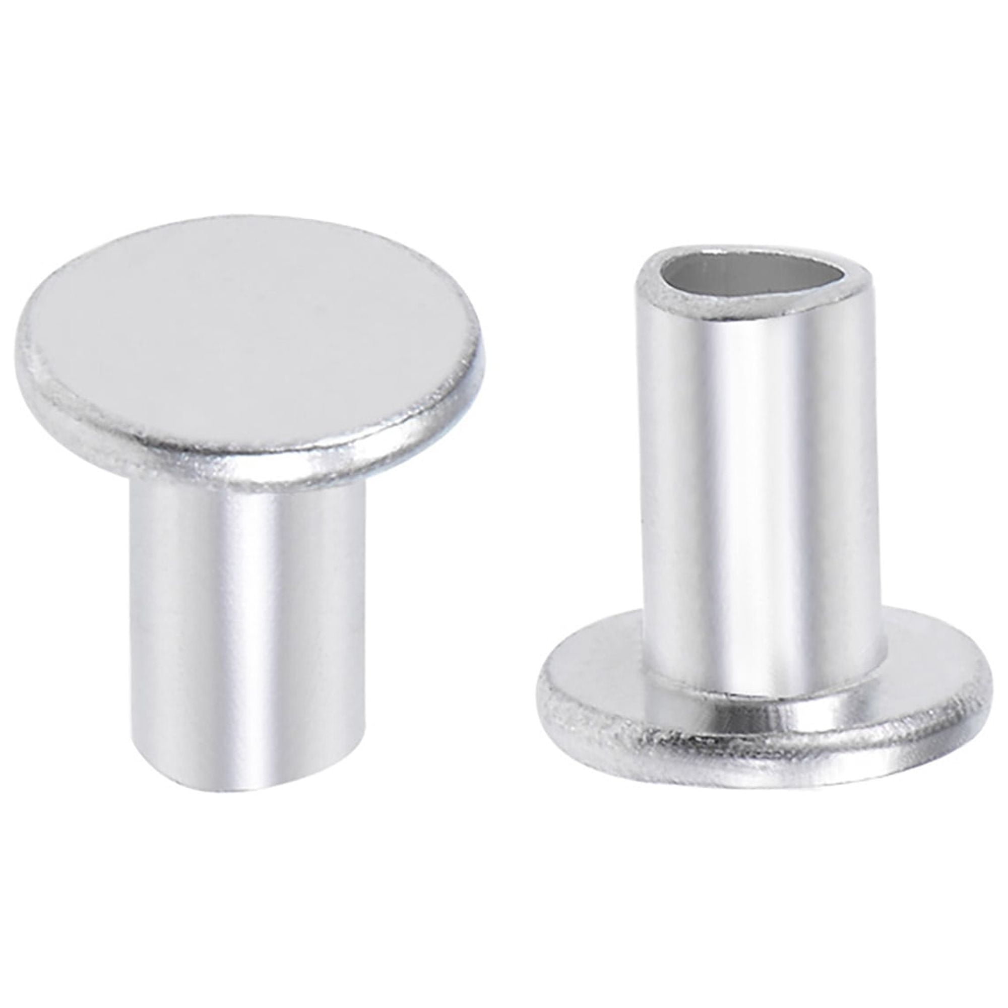 Uxcell M6 x0.39'' Flat Head Semi-Tubular Rivets Aluminum Silver Tone ...