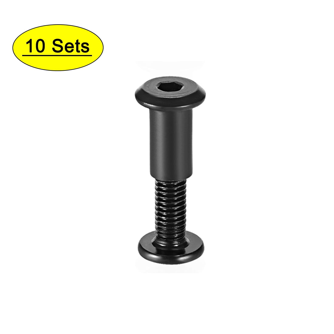 Uxcell M6x 0.79'' Hex Socket Screw Post Carbon Steel Black 10 Sets ...