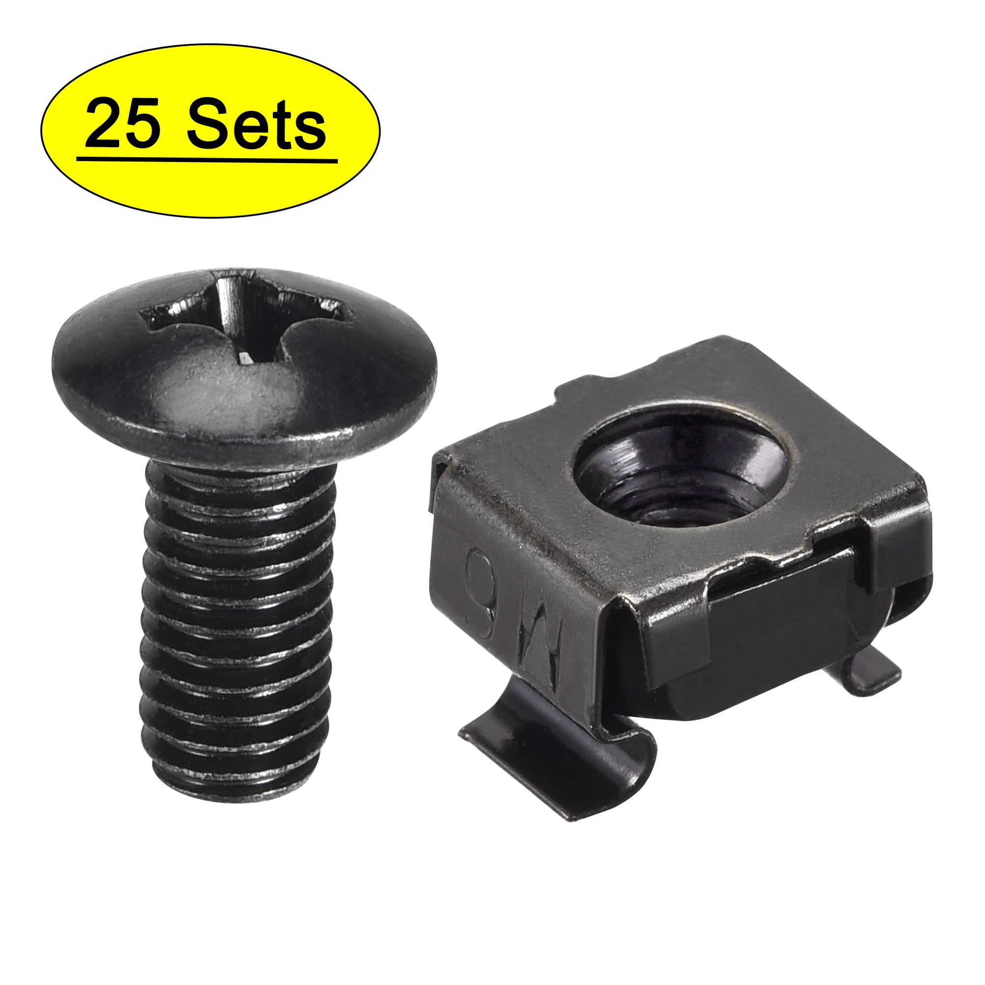 Uxcell M6x0.63" Cage Nuts and Screws Carbon Steel for Rack Mount Server ...