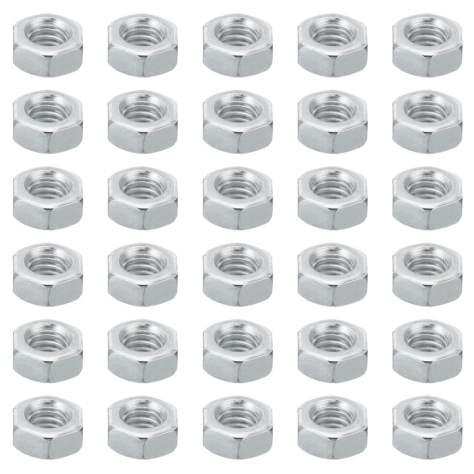 Uxcell M6x1 Steel Hex Nuts 50 Pcs Metric Thread Zinc Plated Finished ...
