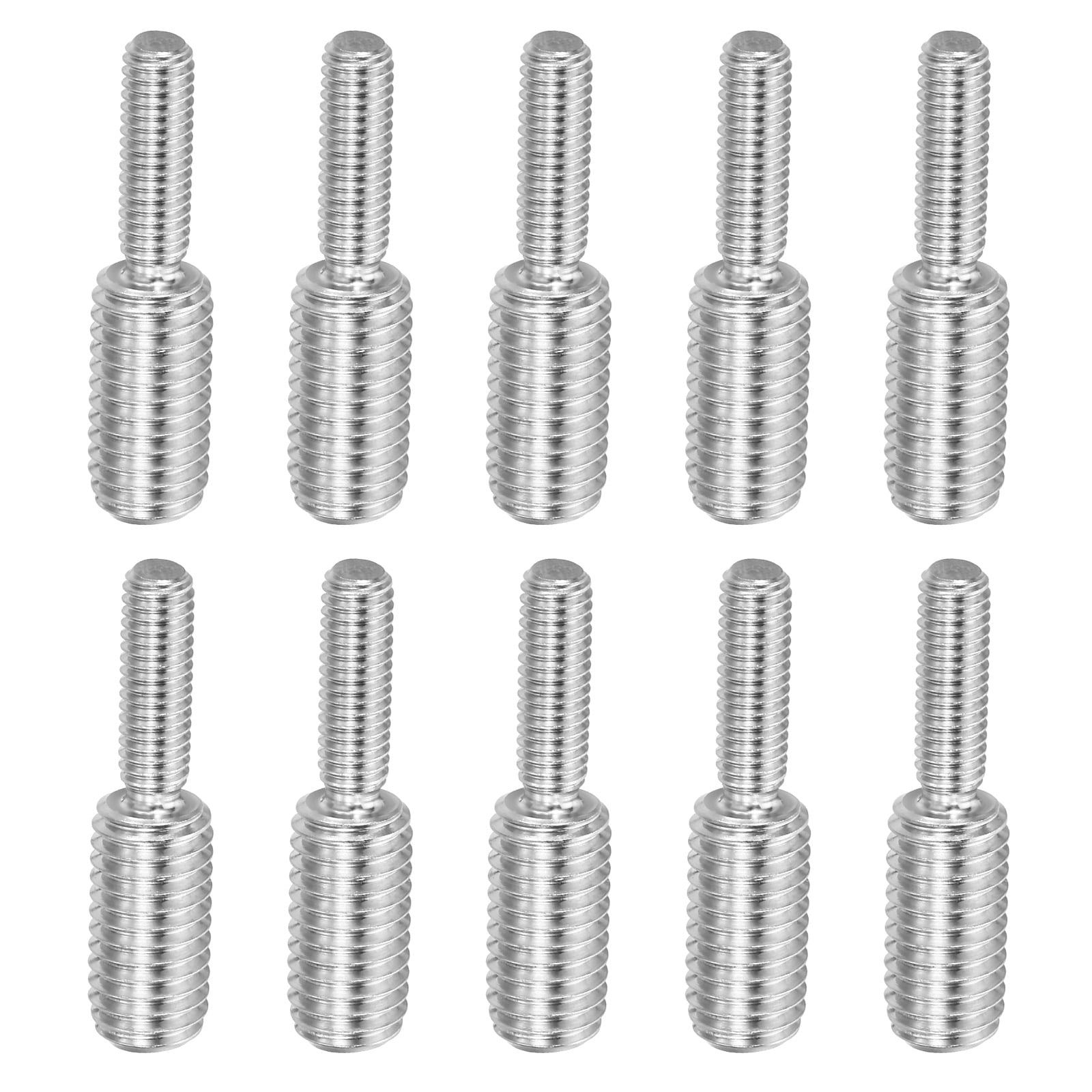 Uxcell M6x1 to M10x1.5 Double End Threaded Stud Screw Bolt 304 Stainless Steel Rod Reducer ...