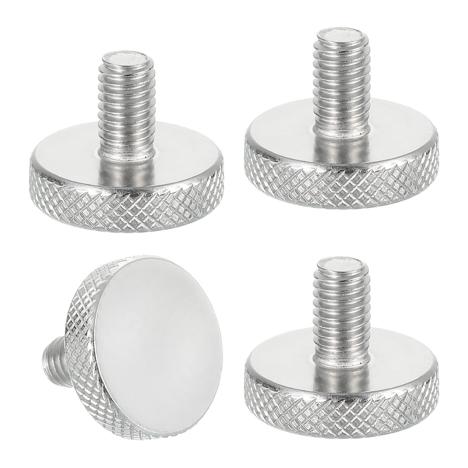 Uxcell M6x10mm Knurled Thumb Screws, 304 Stainless Steel Flat Head Thumb Screws Metric Diamond ...