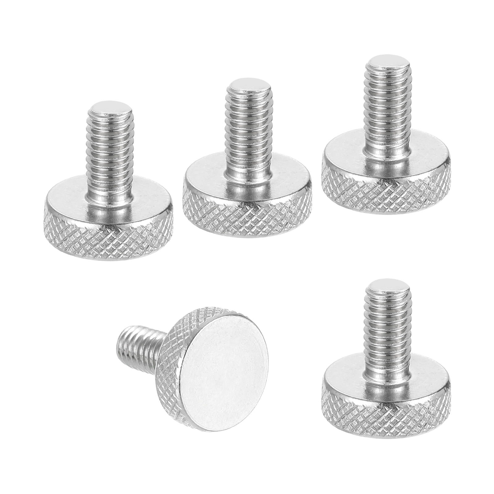 Uxcell M6x10mm Knurled Thumb Screws, 304 Stainless Steel Flat Head ...