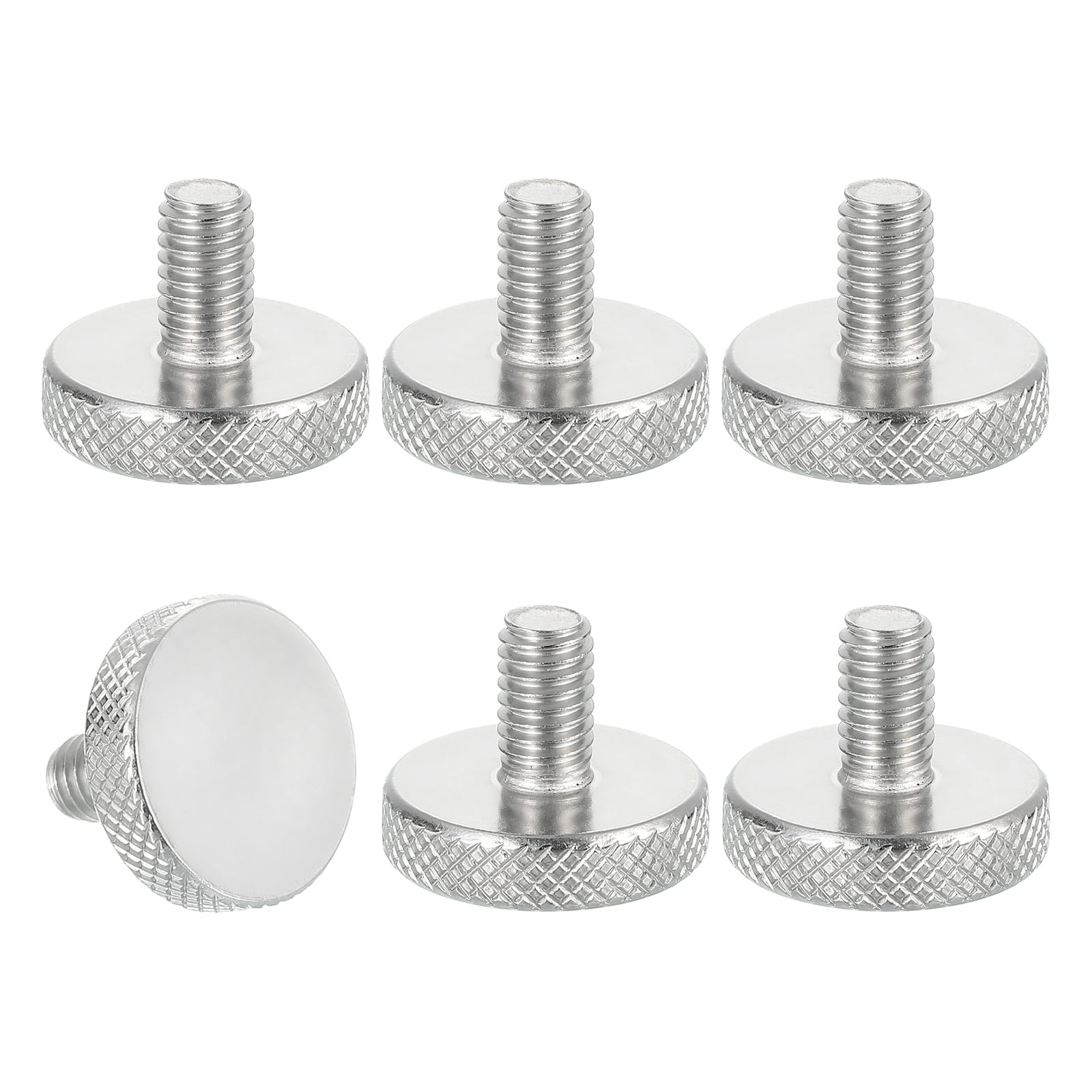 Uxcell M6x10mm Knurled Thumb Screws, 304 Stainless Steel Flat Head Thumb Screws Metric Diamond ...
