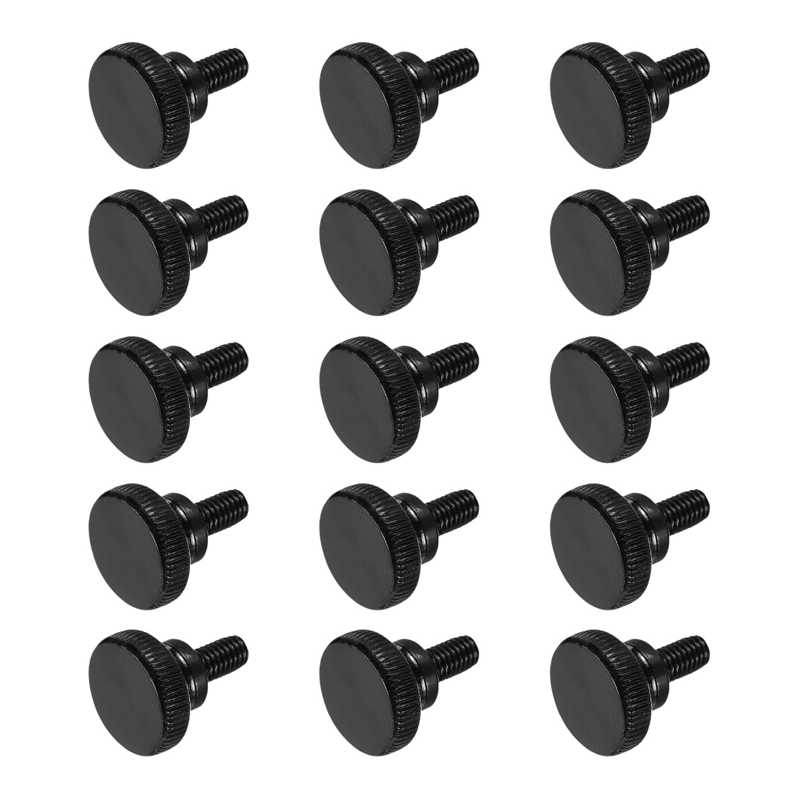Uxcell M6x10mm Knurled Thumb Screws, Black Steel Flat Head Thumb Screws Zinc Plated Metric ...
